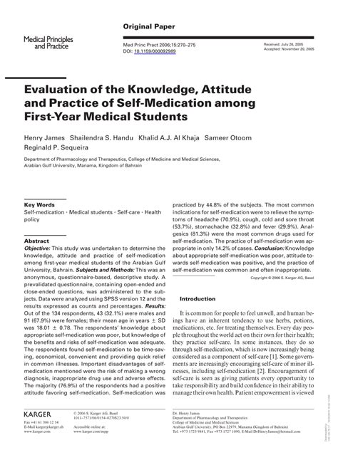 Pdf Evaluation Of The Knowledge Attitude And Practice Of Self