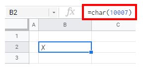 How To Insert Cross Text Symbol In Excel Google Sheets Automate Excel