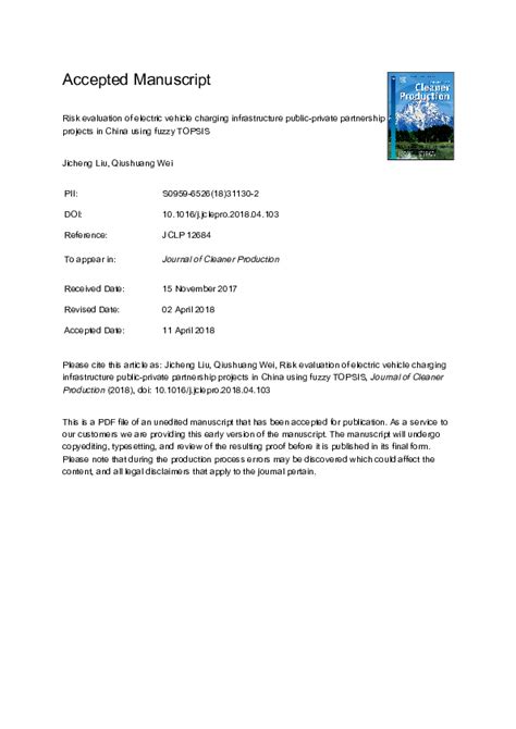 Pdf Risk Evaluation Of Electric Vehicle Charging Infrastructure Using