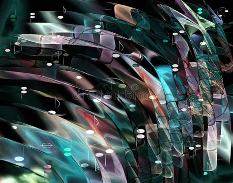 Abstract Elegant Musical Wavy Background Waves In Pastel Shades Shimmer Against A Dark