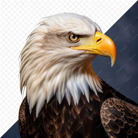 투명한 배경에서 주변을 스캔하는 대머리 독수리 프리미엄 Psd 파일