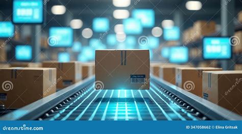 automated package sorting system in a modern warehouse during busy