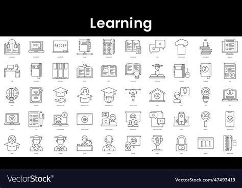 Set Of Outline Learning Icons Minimalist Thin Vector Image
