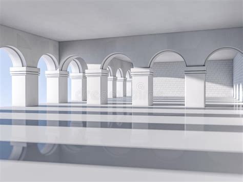 Classic Ancient Interior With Columns 3d Stock Illustration