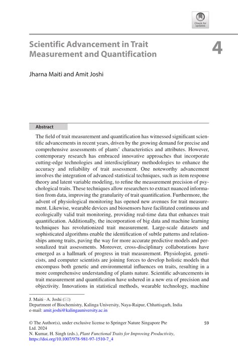Pdf Scientific Advancement In Trait Measurement And Quantification