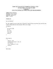 Assignment 7 CSCI 271 01 Docx JOHN JAY COLLEGE OF CRIMINAL JUSTICE