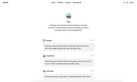 Tags Page Onflow Theme Documentation Priority Vision