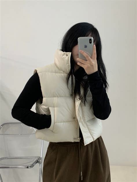 아토그 브린 크롭 무광 웰론 하이넥 조끼패딩2color 위시버킷