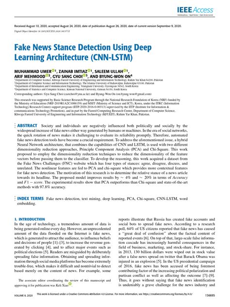 Fake News Stance Detection Using Deep Learning Architecture Cnn Lstm
