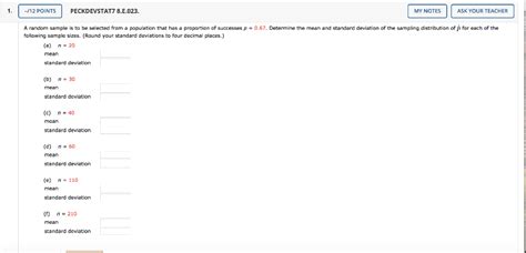 Solved 12 Points Peckdevstat7 8 E 023 My Notes Ask Your