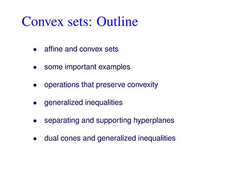 Sets Extra Notes Convex Sets Outline Affine And Convex Sets Some