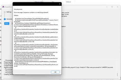 Security Error Error Message Sequence Contains No Matching Element