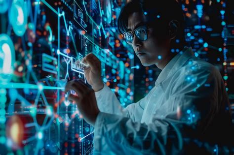 Premium Photo Scientist Is Using A High Tech Dashboard To Analyze