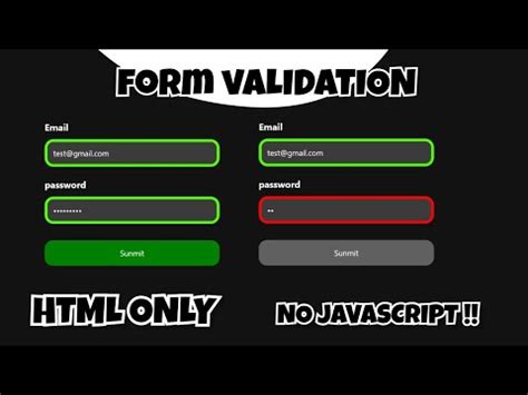 Form Validation Using Html Css Only Html Form Validation Html Form Validation Animation