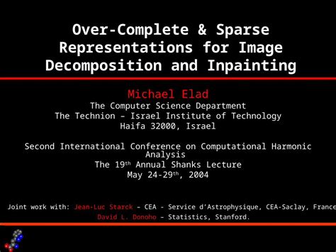 ppt over complete and sparse representations for image decomposition