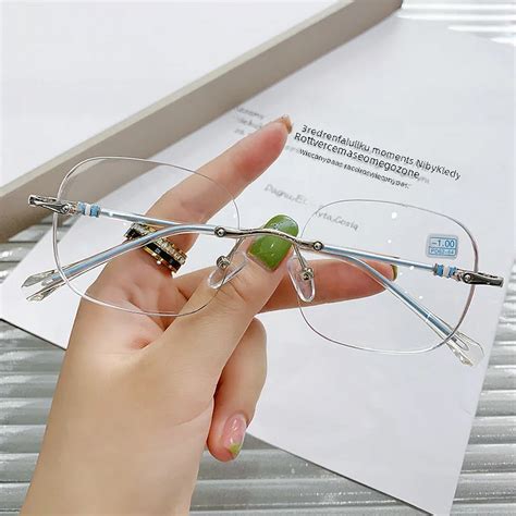 Fashionable No Frame Glasses Trendy Small Red Book Cut Edge Flat Light