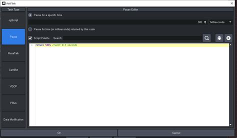 pause a dashboard script execution facility control