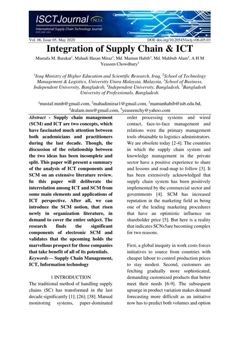 Pdf Integration Of Supply Chain And Ict
