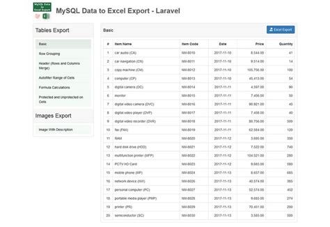 Mysql Data To Excel Export Laravel Mysql Data Excel