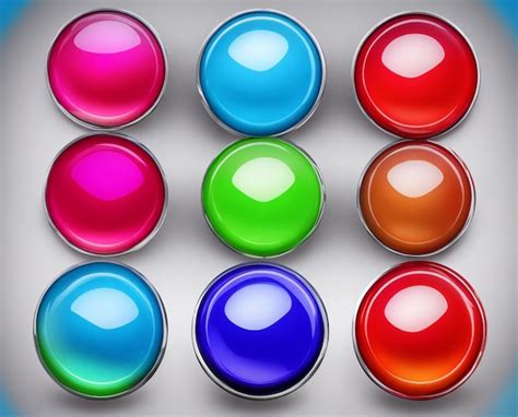 Premium AI Image Vector Glossy Shiny Buttons Set In Many Colors