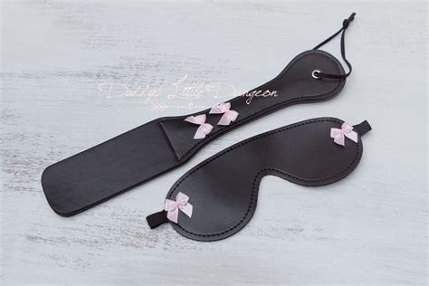 Cute Bdsm Spanking Paddle Set With Eye Mask Blindfold Bondage Impact