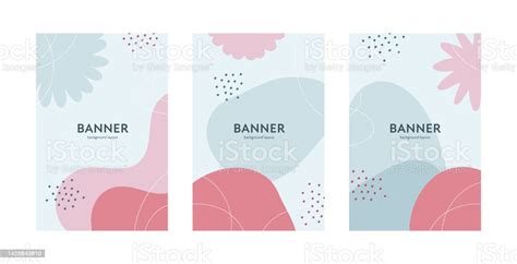 추상 배너 템플릿 세트 벡터 다채로운 트렌디 한 수직 디자인 일러스트레이션 흰색과 분홍색 프레임 기하학적 모양 컬렉션과 자연