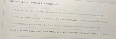 Solved A Subclasssuperclass Relationship Is Modeled With A