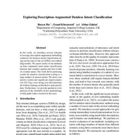Exploring Description Augmented Dataless Intent Classification Acl Anthology