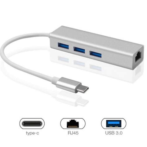 Jual Profftech Type C To Hub Usb 3 Port With Lan Ethernet Rj45 Adapter Shopee Indonesia