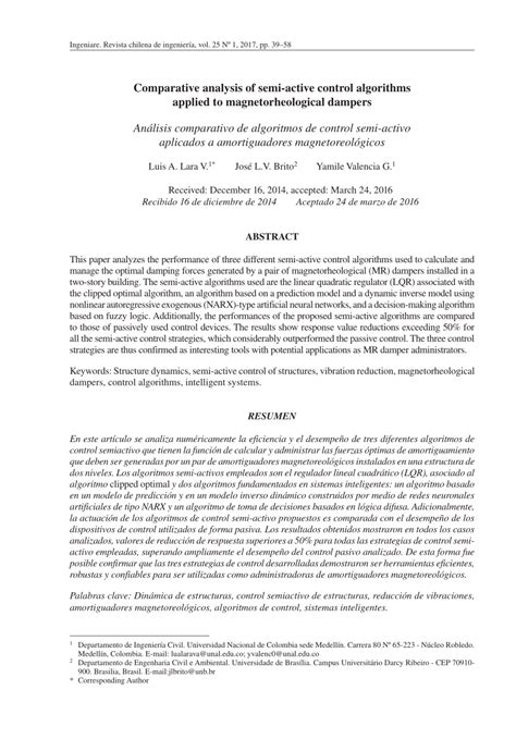 Pdf Comparative Analysis Of Semi Active Control Algorithms Applied To