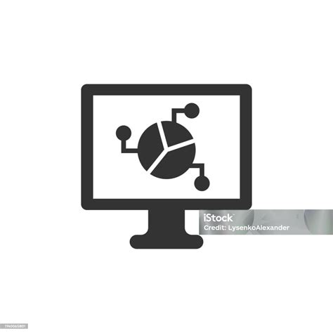 플랫 스타일의 분석 모니터 아이콘입니다 고립 된 배경에 흰색 다이어그램 벡터 일러스트 레이 션 통계 비즈니스 개념입니다 개발에 대한 스톡 벡터 아트 및 기타 이미지 Istock