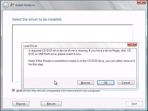 Solved Windows 7 Installation Error Load Driver And Missing Cd Dvd Hp Support Community