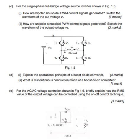 C For The Single Phase Full Bridge Voltage Source Chegg