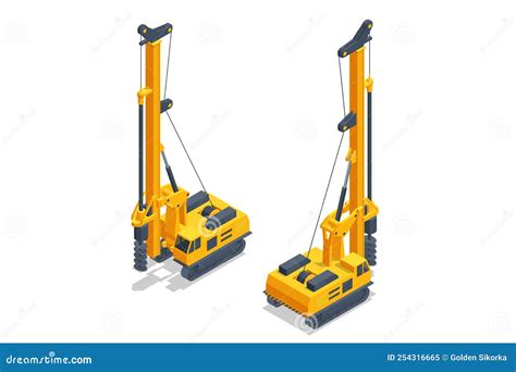 Isometric Track Drilling Machine Drilling Tractor Working In The Mine Mining Quarry Mine