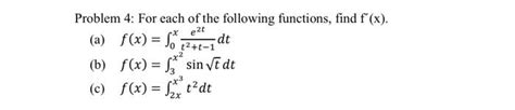solved problem 4 for each of the following functions find