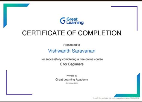 Vishwanth Saravanan On Linkedin Cprogramming Greatlearning