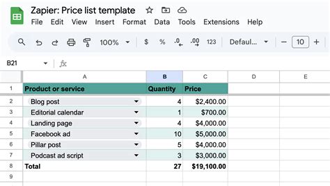Pricing Model Template In Excel