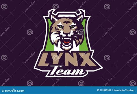 Sports Logo With Lynx Mascot Colorful Sport Emblem With Lynx Bobcat Mascot And Bold Font On