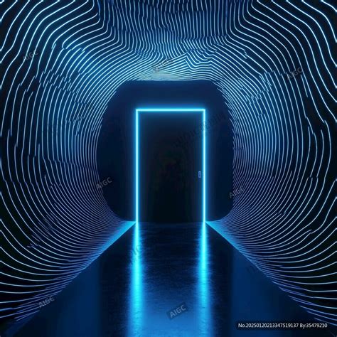 Ai创作图霓虹隧道 霓虹灯隧道 霓虹走廊 流光溢彩的霓虹灯走廊 科技感隧道 科幻门头 霓光科技门 灯光隧道特效 渲染隧道 发光隧道 时光隧道设计 声光隧道 隧道霓虹灯 魔幻门头 科幻灯光走廊