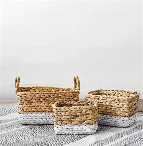 Two Tone Woven Rectangular Basket Woven Baskets Fast Shipping The