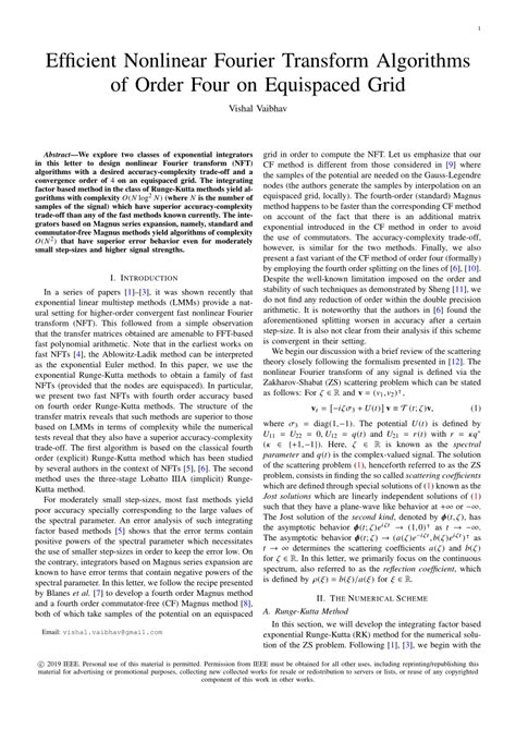 Pdf Efficient Nonlinear Fourier Transform Algorithms Of Order Four On