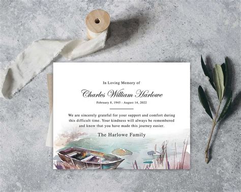 Funeral Thank You Cards Printable Funeral Thank You Notes Memorial Sympathy Acknowledgement