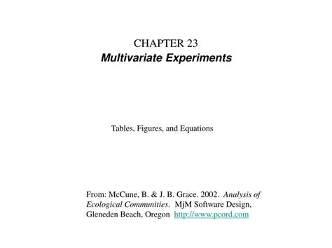 PPT Comprehensive Analysis Of Multivariate Experiments In Ecology PowerPoint Presentation ID