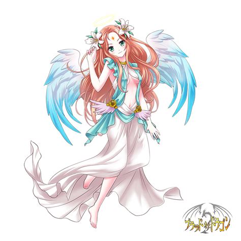 Safebooru 1girl Angel Angel Wings Barefoot Dress Facial Mark Fantasy