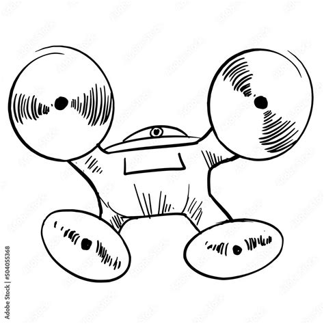 Simple Quadcopter In Sketch Style On A White Isolate Illustration With