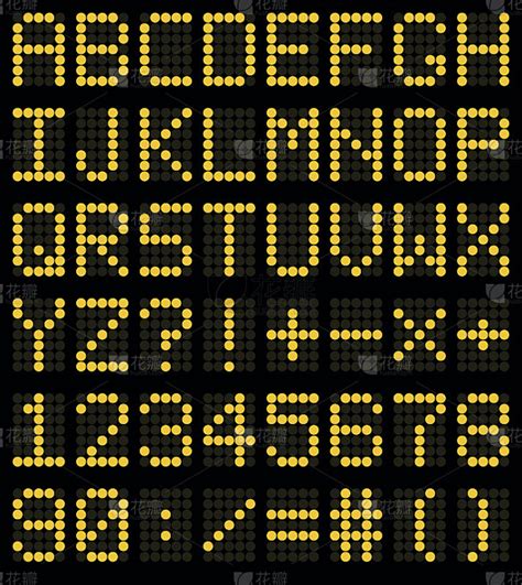 五颜六色的橙色led映衬。记分板数字字体