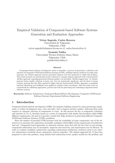 Pdf Empirical Validation Of Component Based Software Systems