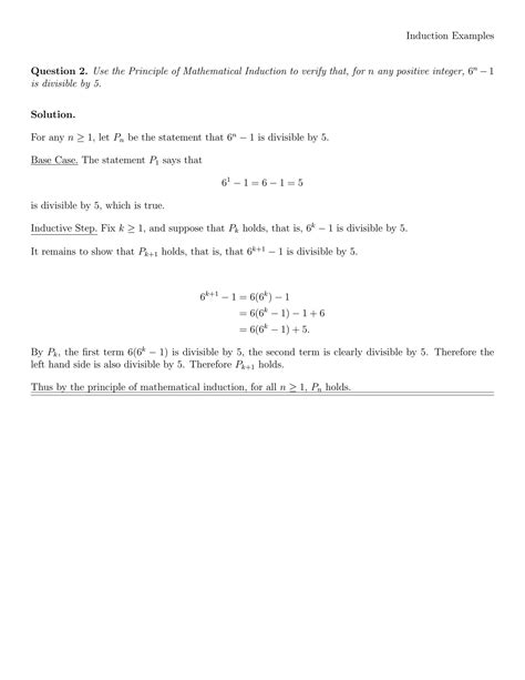 SOLUTION Induction Examples And Answer Studypool