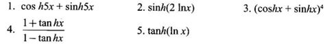 Hyperbolic Functions Definition Worked Examples Exercise With