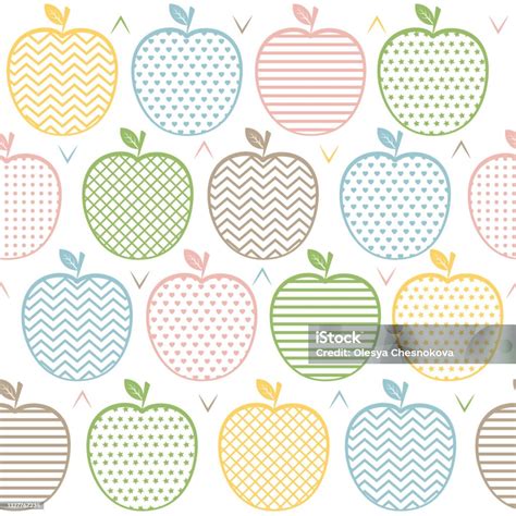 빈티지 스타일의 장식 추상 벡터 일러스트와 사과의 패턴 0명에 대한 스톡 벡터 아트 및 기타 이미지 0명 계절 과일 Istock